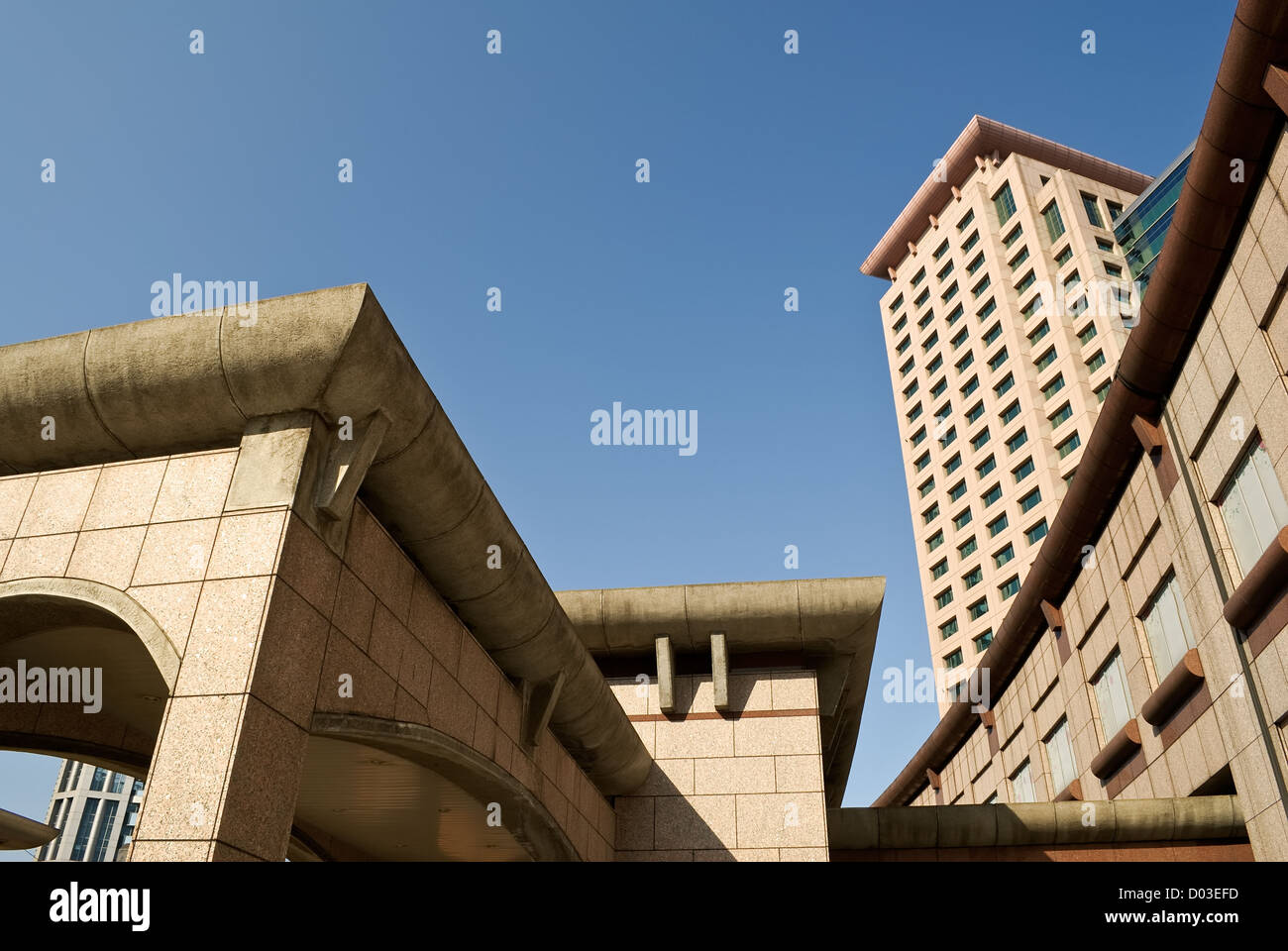 Modern city scenic with skyscraper and modern building under blue sky ...