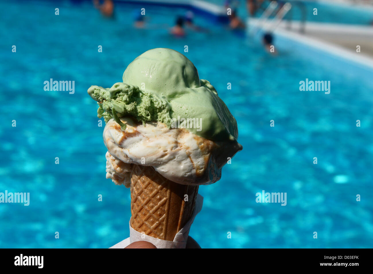 Icecream at the pool.on a very hot day Stock Photo - Alamy