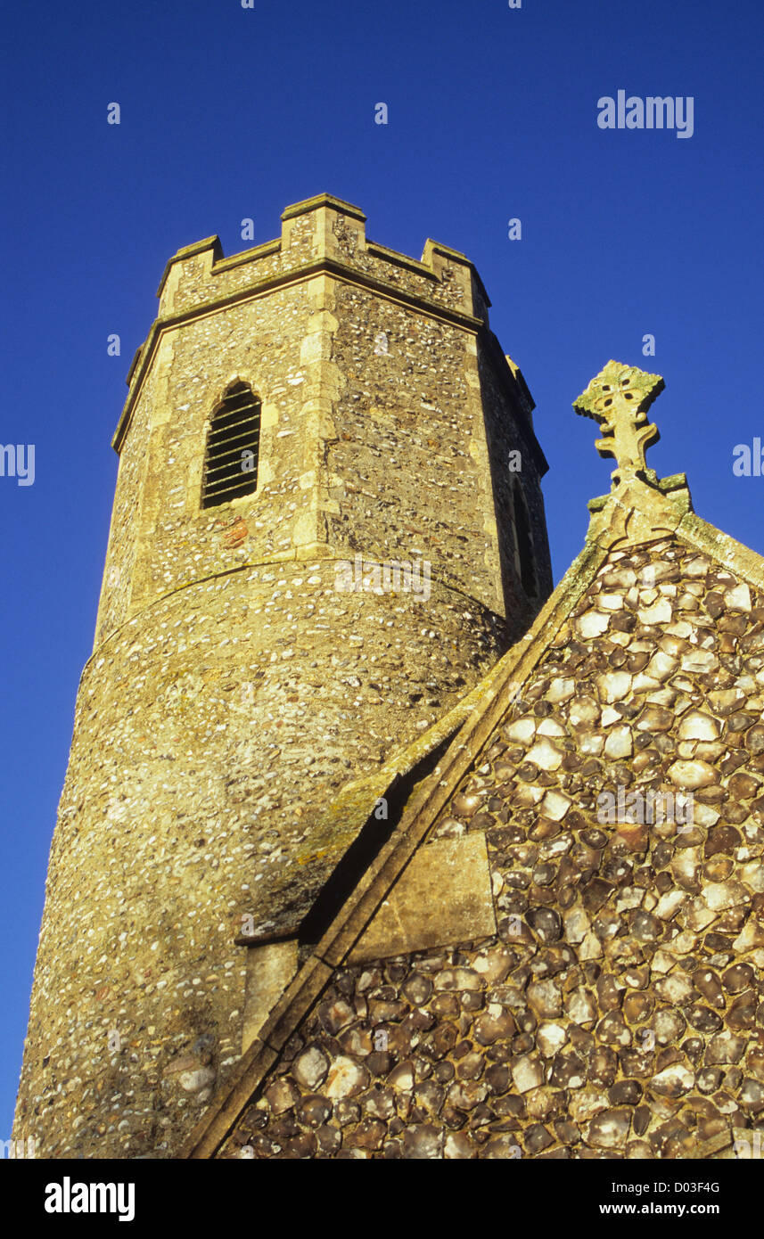 Flintstone 12th century Norman round church tower with 15th century ...