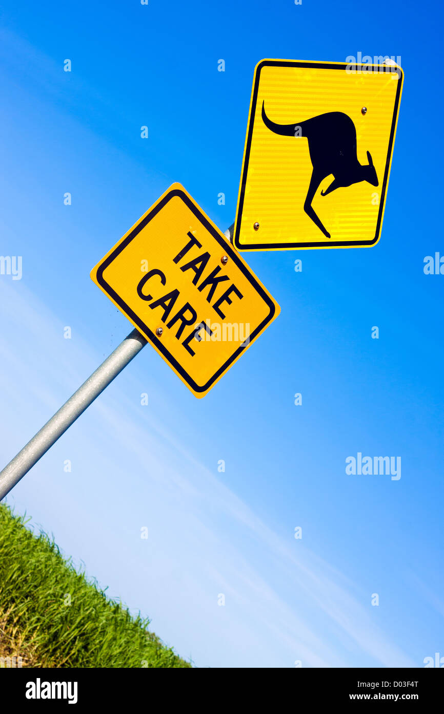 Outback australian road warning hi-res stock photography and images - Alamy