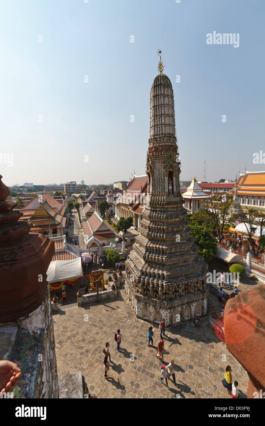 View onto one of the four Corner Prangs of the Temple Wat Arun in ...