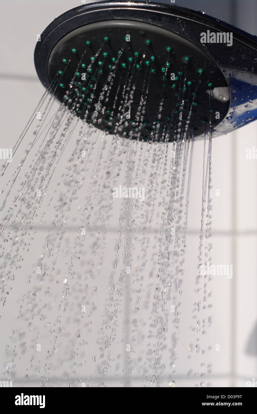 water drops falling from a shower indoors Stock Photo - Alamy