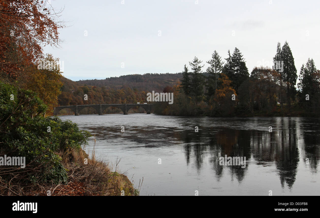 Dunkeld bridge across River Tay Dunkeld Perthshire Scotland November ...