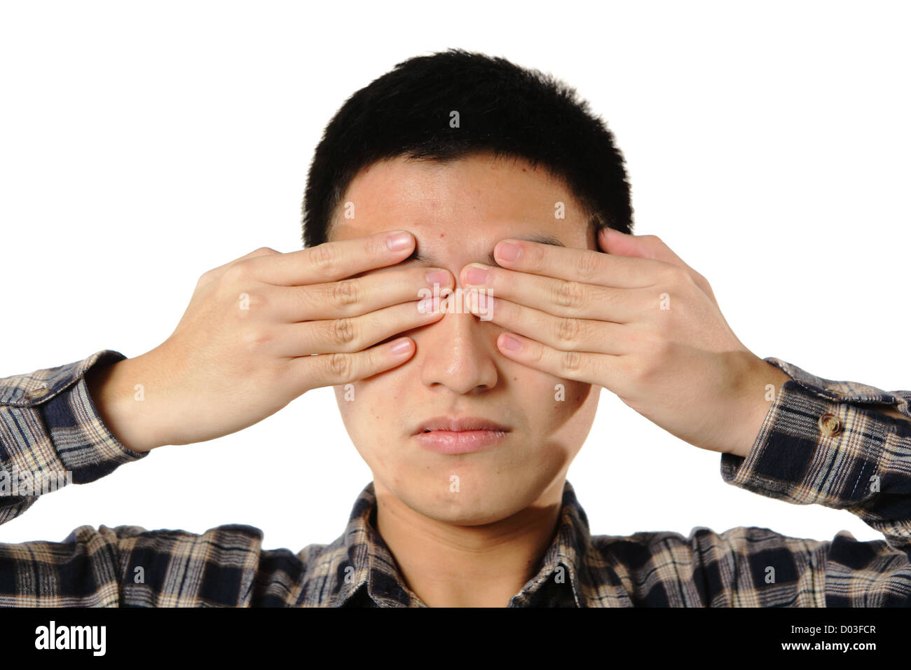 man cover his eye Stock Photo - Alamy