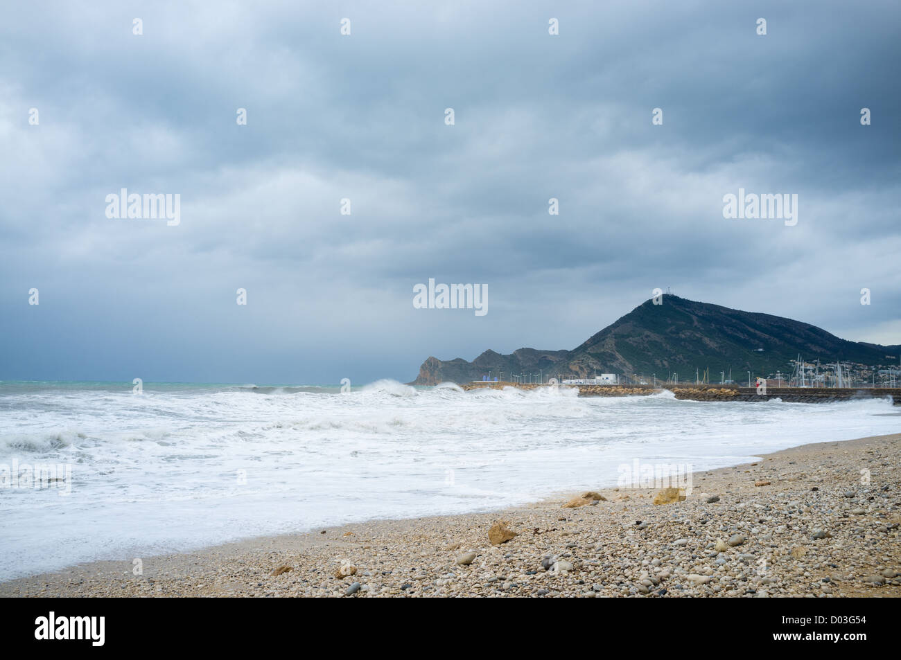 Summer season is over, a resort beach swept by heavy storm Stock Photo - Alamy