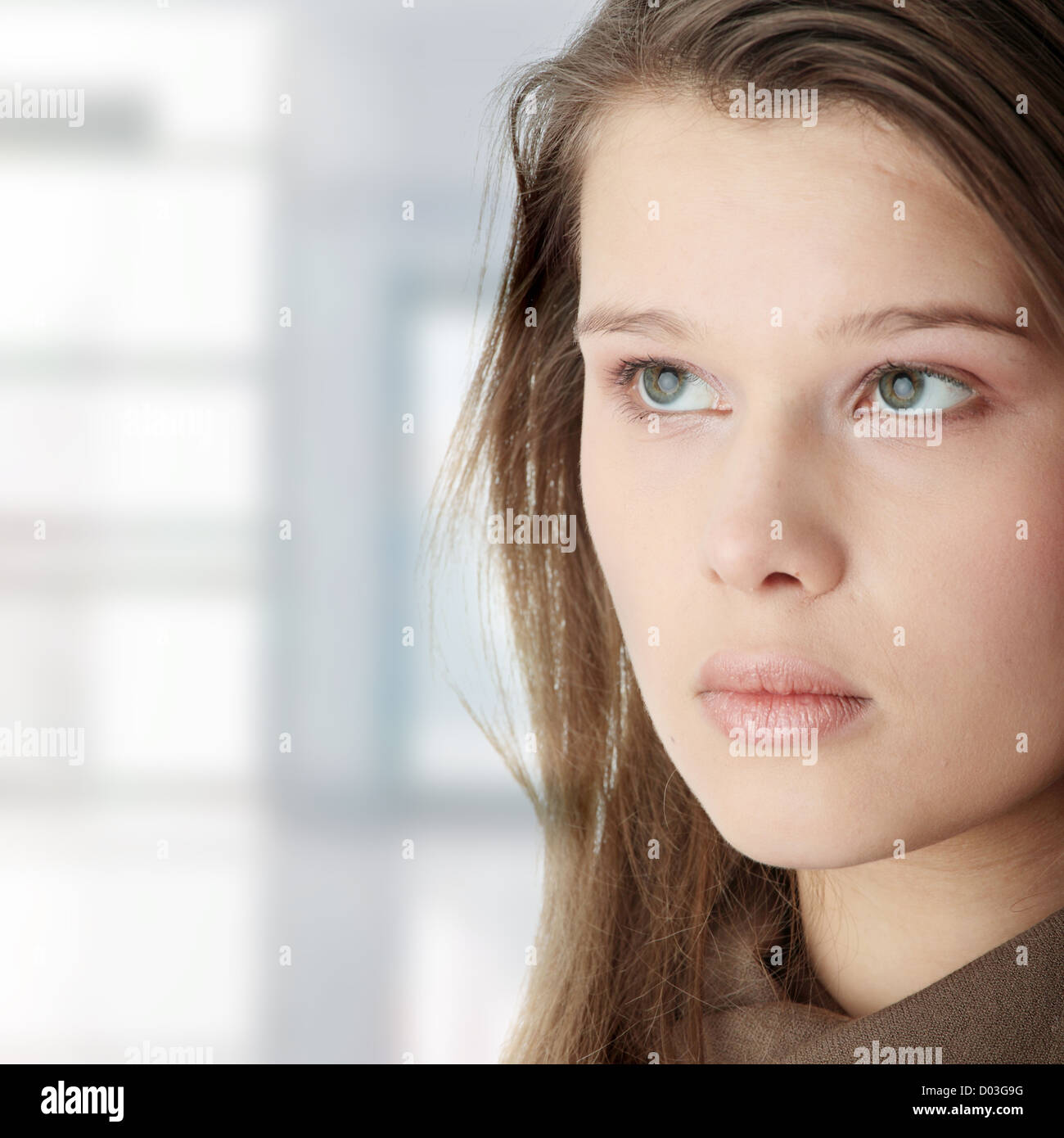 Young beautiful woman with depression isolated on white Stock Photo - Alamy