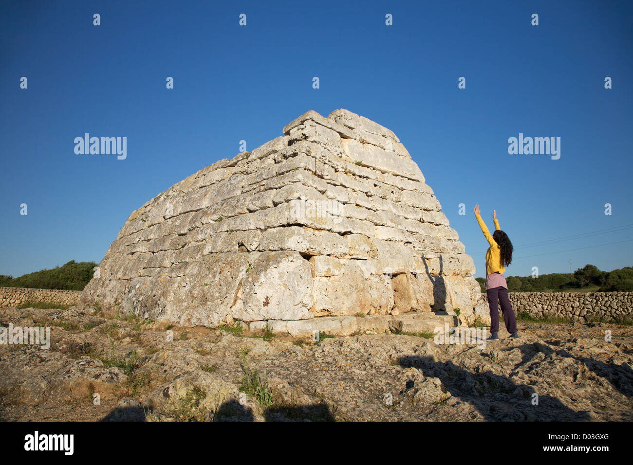 Naveta des Tudons prehistoric monument at Menorca Island in Spain Stock ...