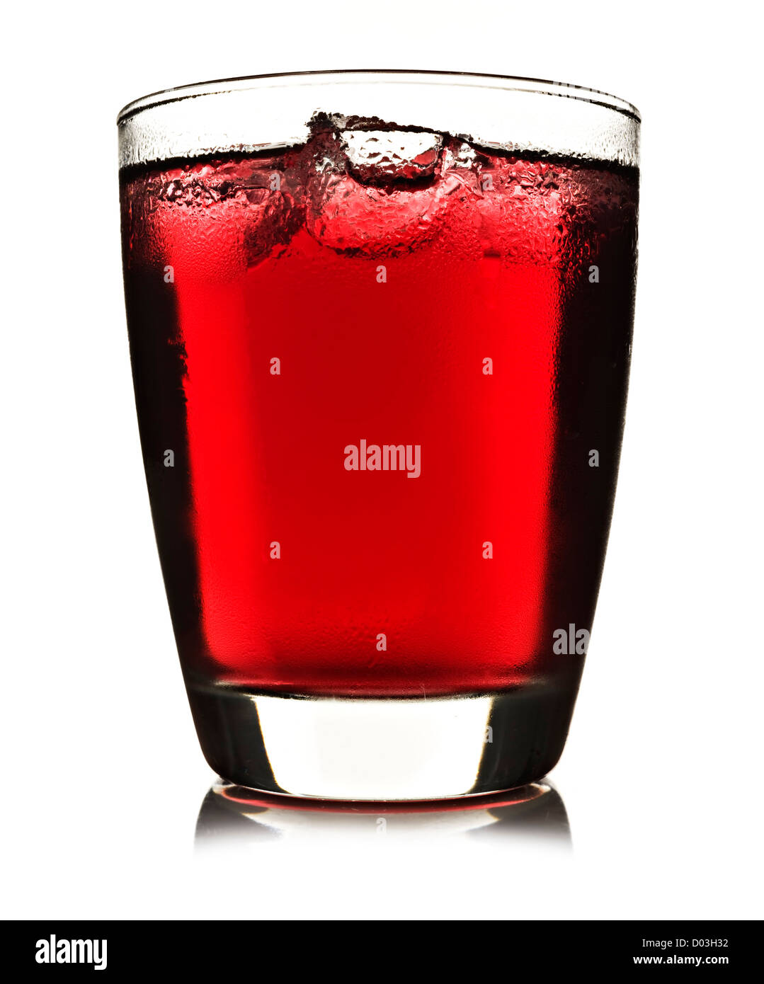 One glass of red fruit juice with ice on a white background Stock Photo ...