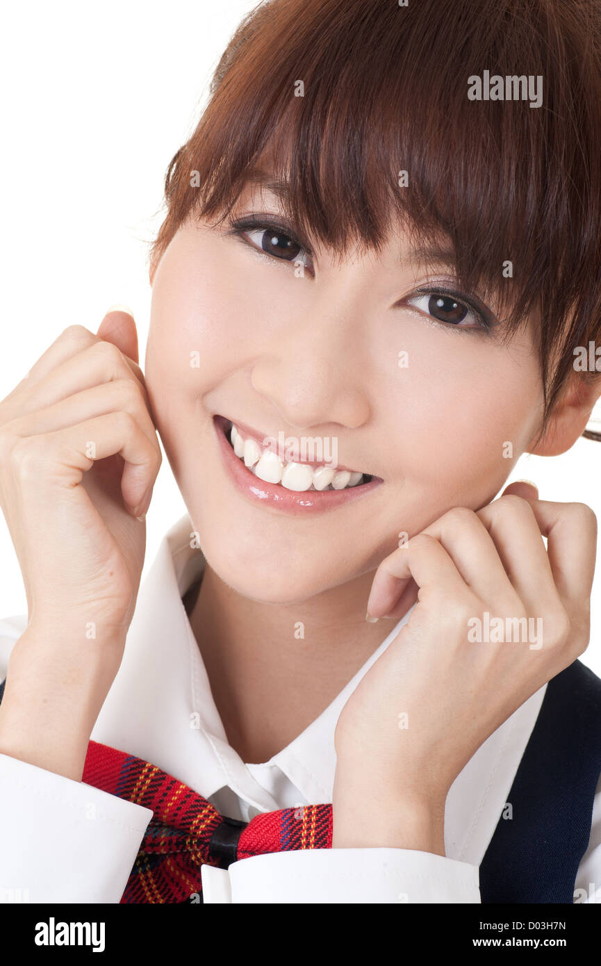 Cute Asian student girl, closeup portrait of face Stock Photo - Alamy