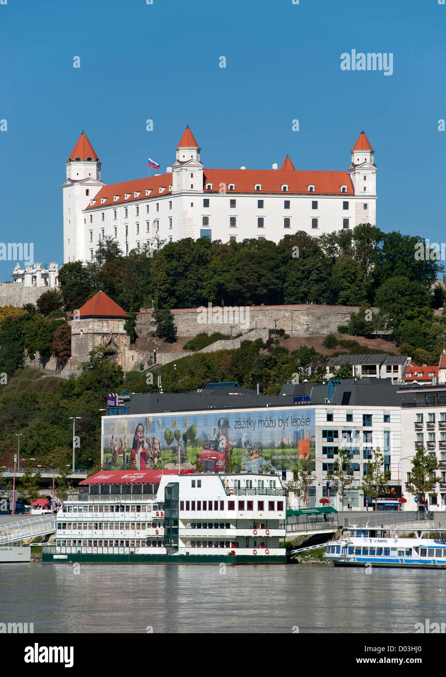 Bratislava castle and the Danube River in Bratislava, the capital of ...