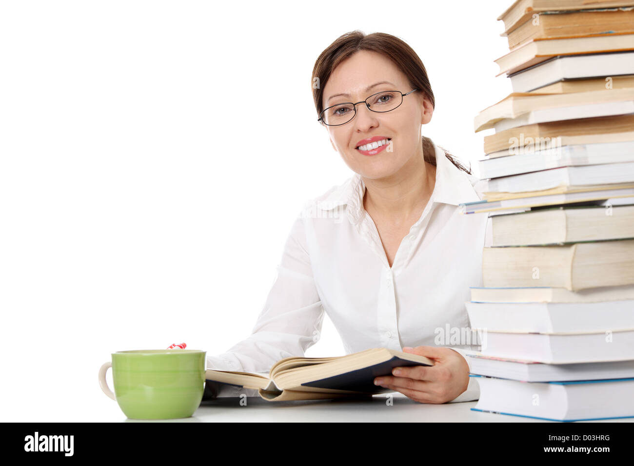 Mature student learning at the desk Stock Photo - Alamy