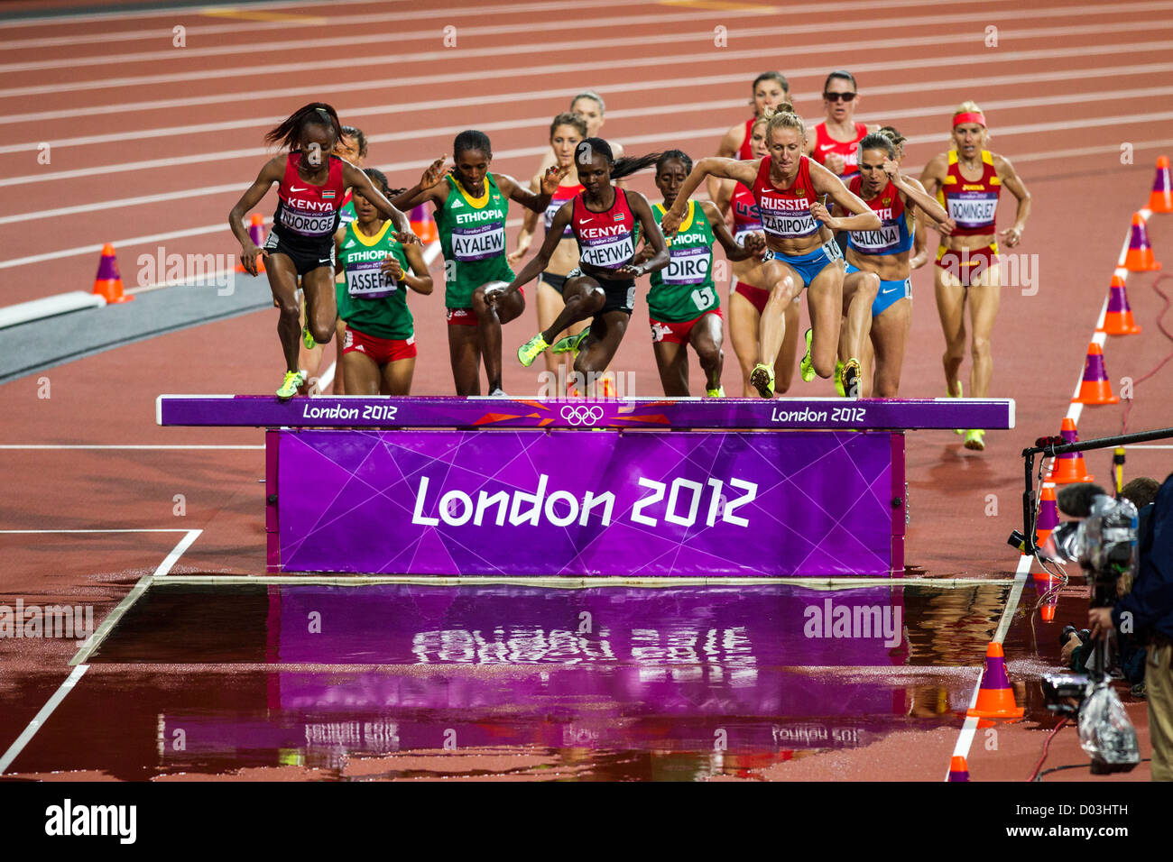 Action of women competing in the Women's 3000m Steeplechase at the ...