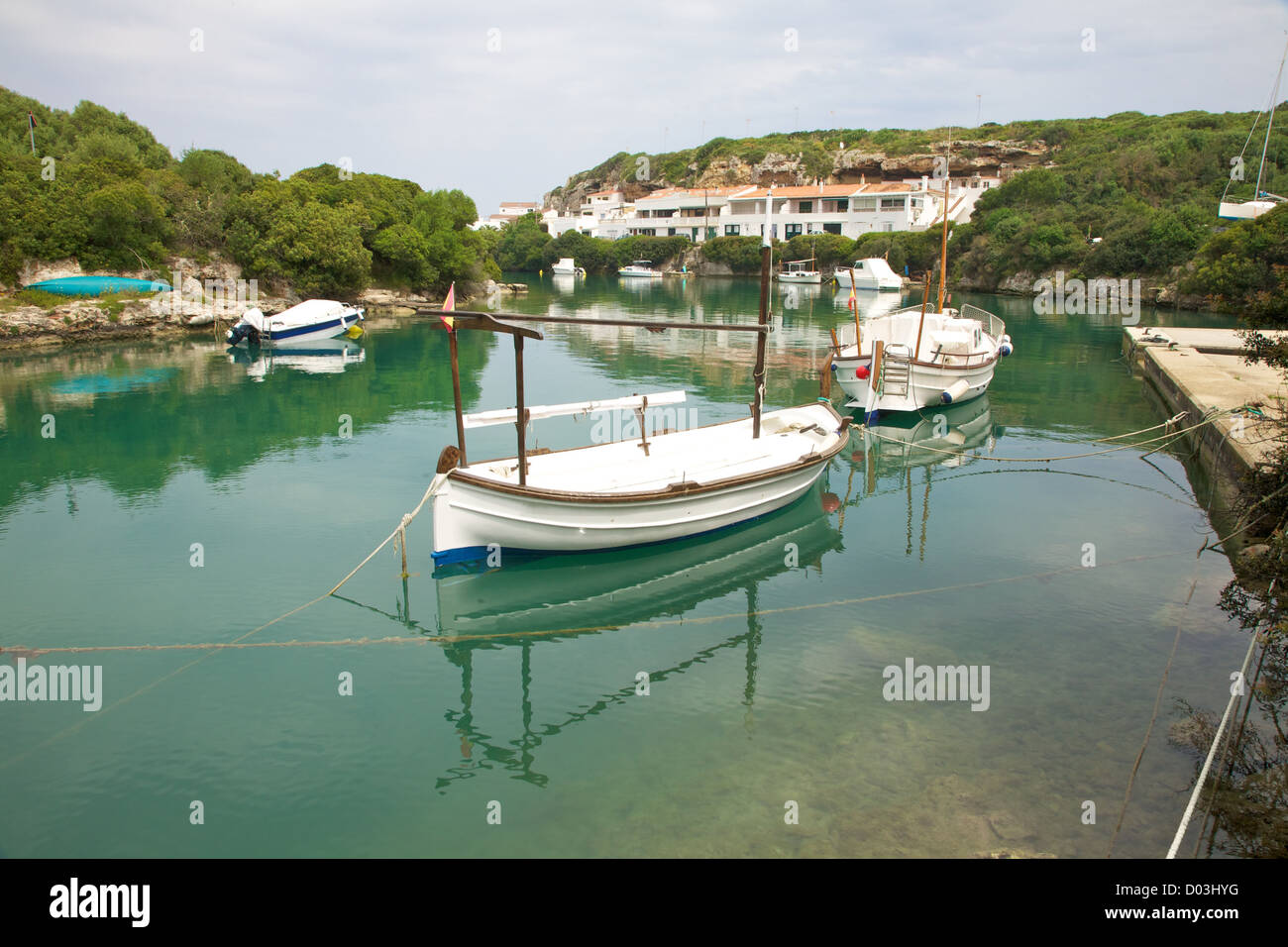 boats at bay of Menorca island in Spain Stock Photo - Alamy
