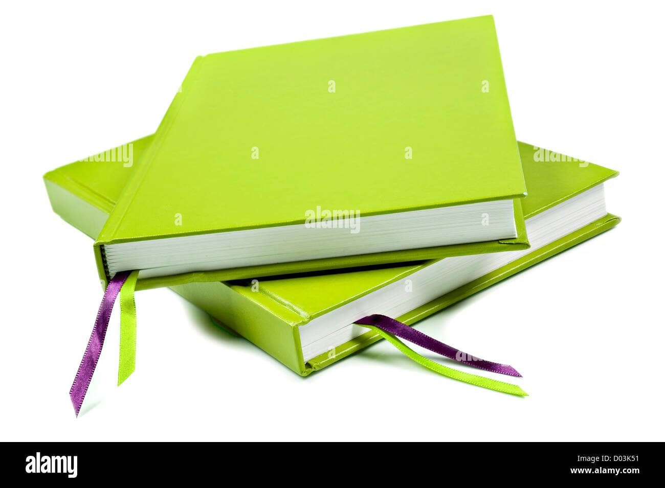 Green notebook on a pure white background with space for text Stock ...