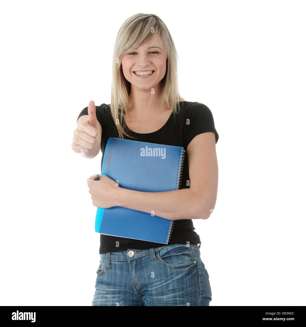 Student girl isolated on white background Stock Photo - Alamy