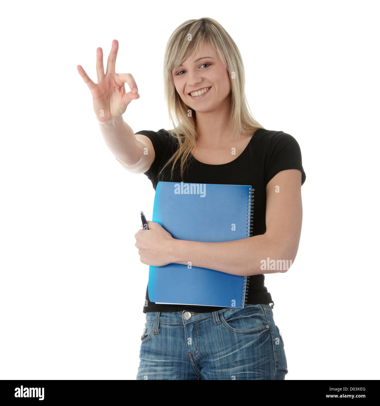 Student girl isolated on white background Stock Photo - Alamy