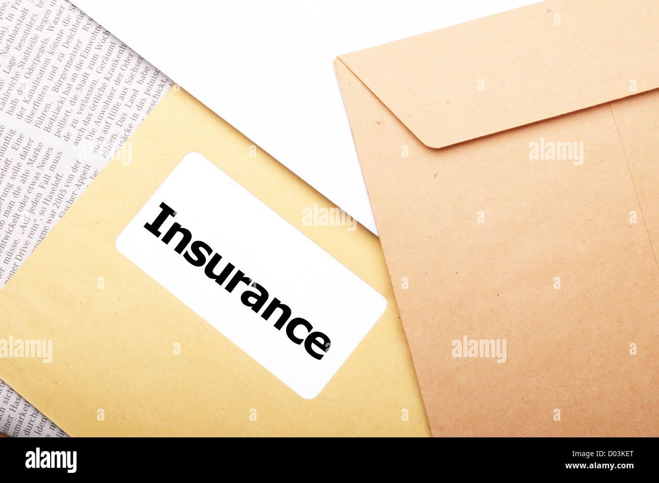 insurance concept with envelope showing risk concept Stock Photo - Alamy