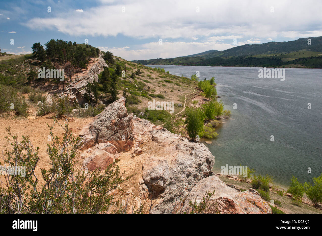 USA, CO, Fort Collins. Horsetooth Reservoir west of Fort Collins serves ...