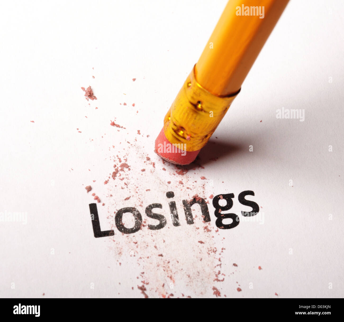 losing lose or luck concept with word and eraser on white background ...