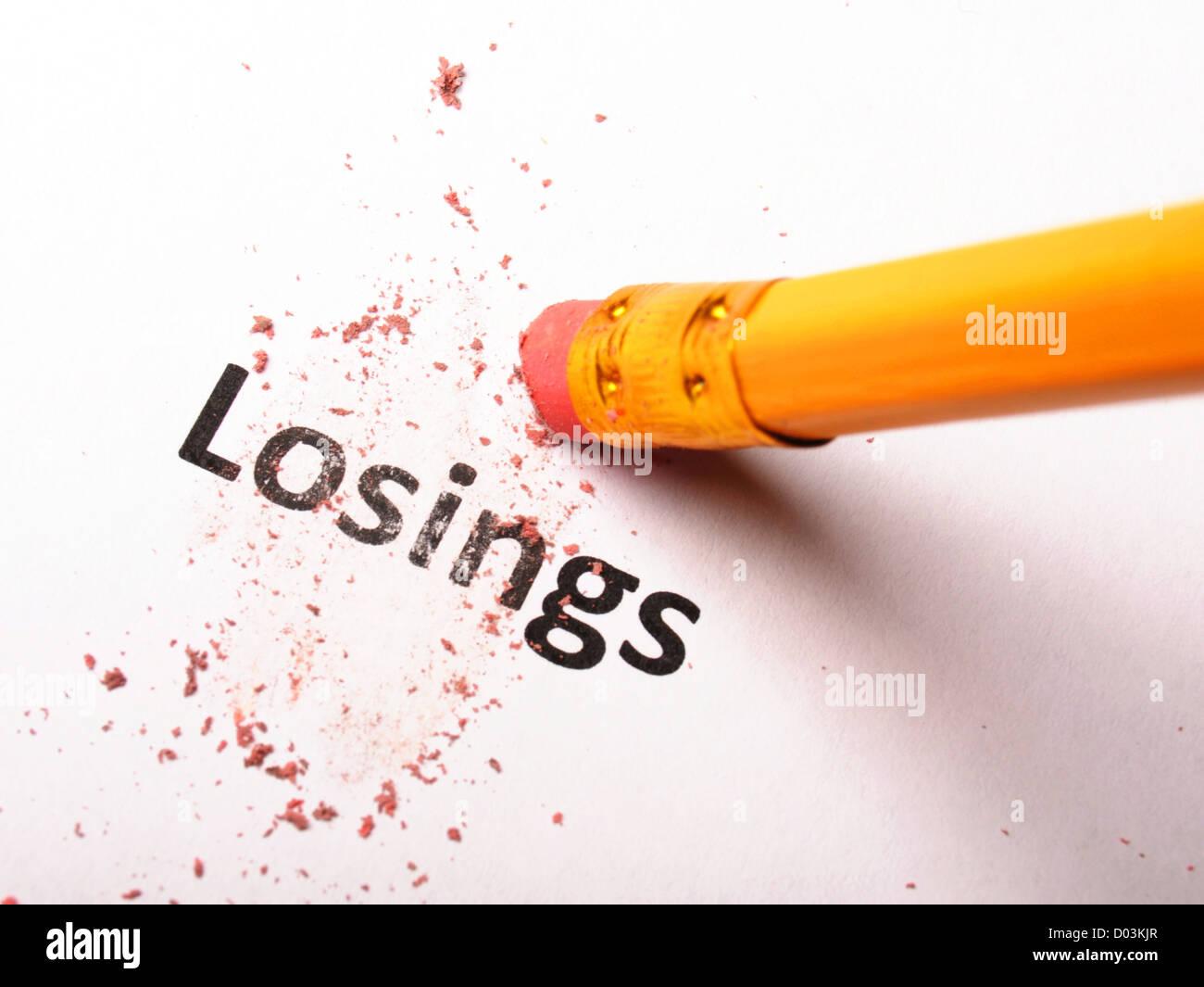 losing lose or luck concept with word and eraser on white background ...