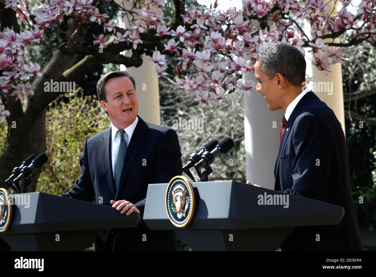 President Barack Obama and David Cameron, U.K. Prime Minister, hold a ...