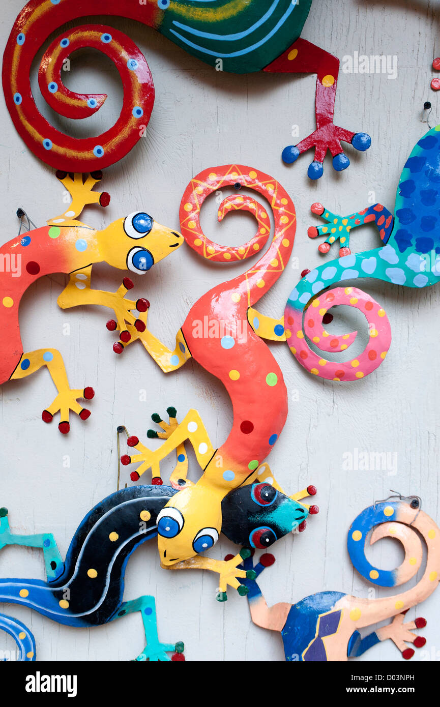 Gecko wall hanging display at market place Stock Photo - Alamy