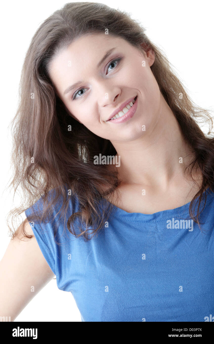 Beautiful woman standing isolated on white background Stock Photo - Alamy