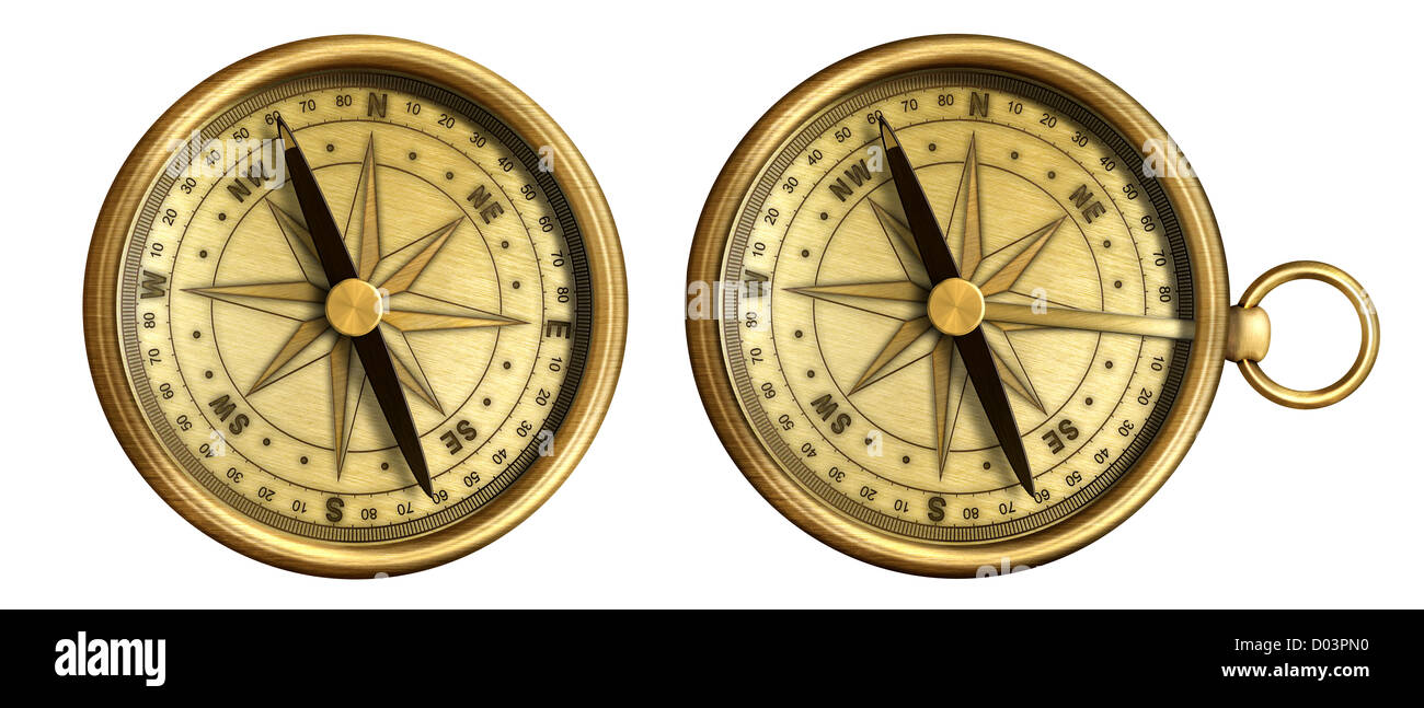 Antique brass compass on map hi-res stock photography and images - Alamy