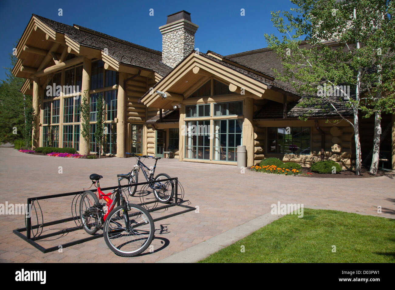 Idaho, Ketchum, Sun Valley, River Run Plaza, at the base of Bald ...