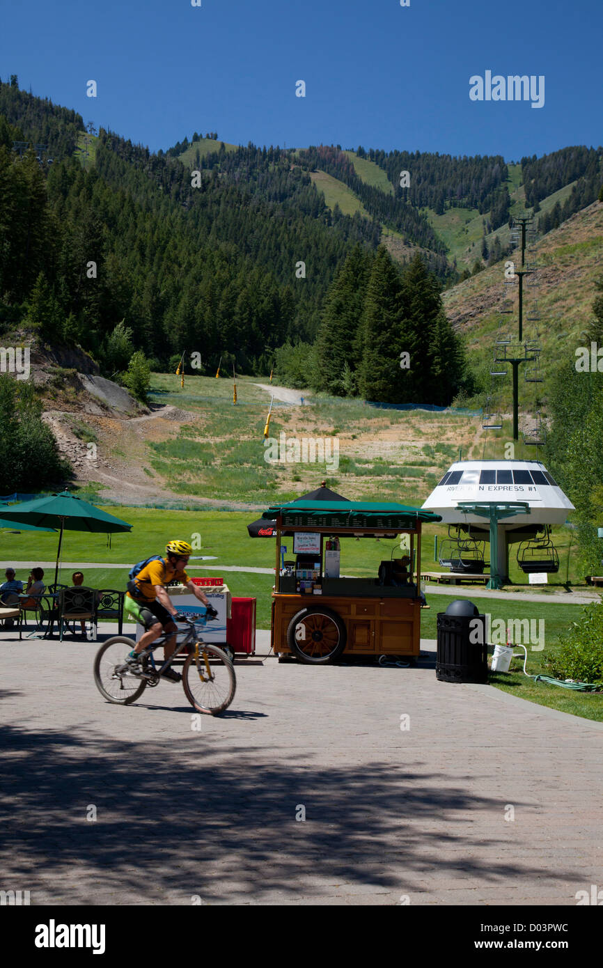 Idaho, Ketchum, Sun Valley, River Run Plaza, at the base of Bald ...