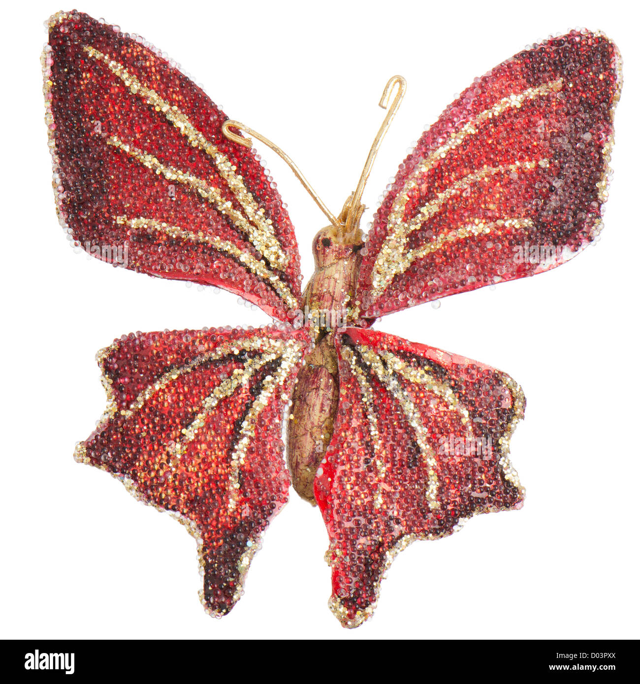 Butterfly Christmas tree ornament isolated on white background Stock ...