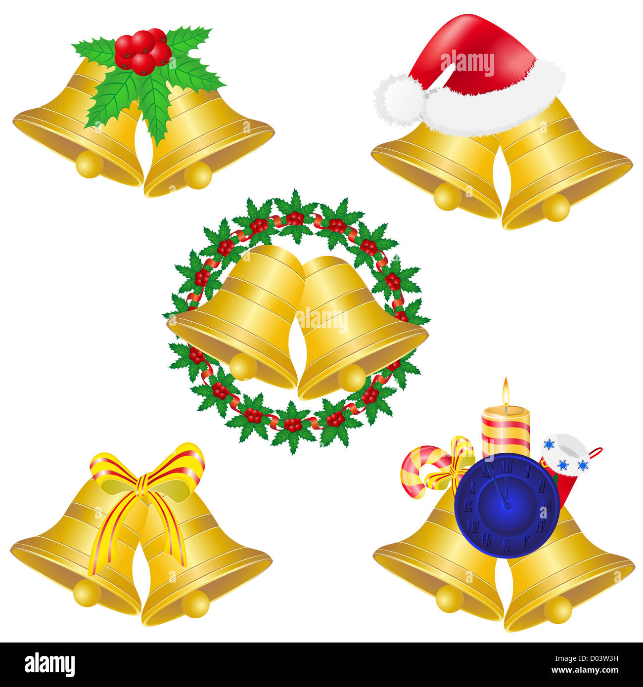 christmas bells set icons illustration isolated on white background ...