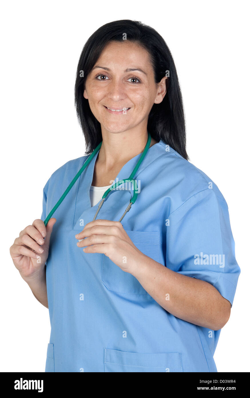 Happy doctor woman isolated on white background Stock Photo - Alamy