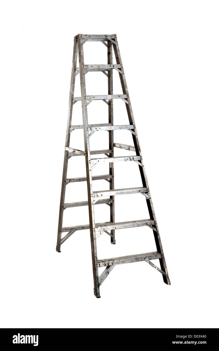 Ladder opened on a over white background Stock Photo - Alamy