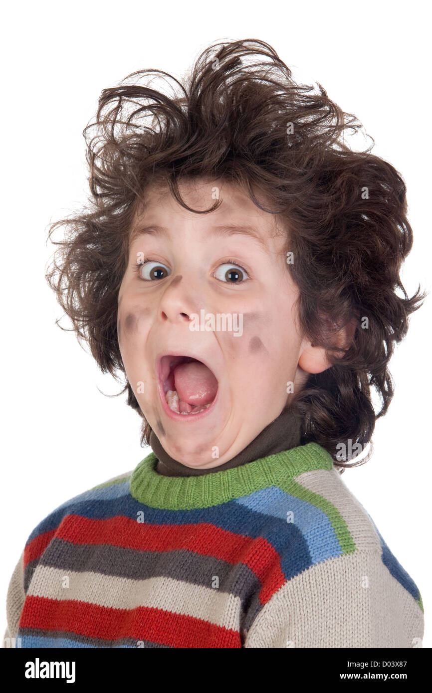 Child plug receiving electric shock isolated on white background Stock ...