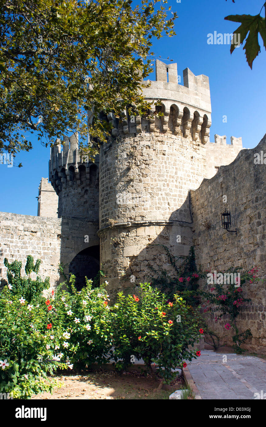 Rhodes old town, medieval, ancient turret Stock Photo - Alamy