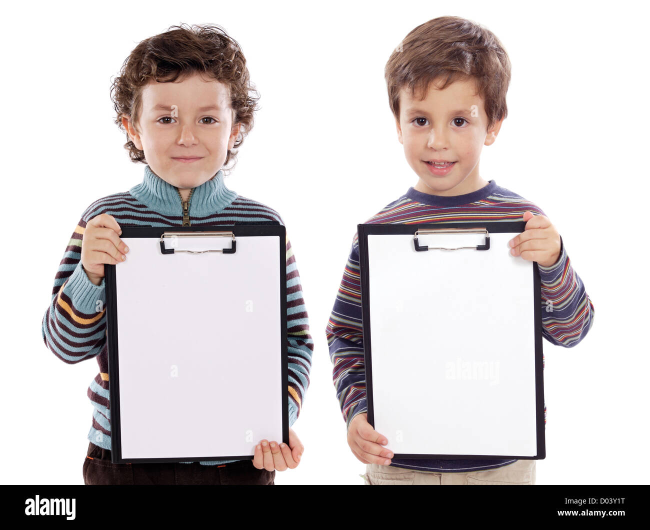 Two beautiful boys student with notepad (you can put your text Stock ...