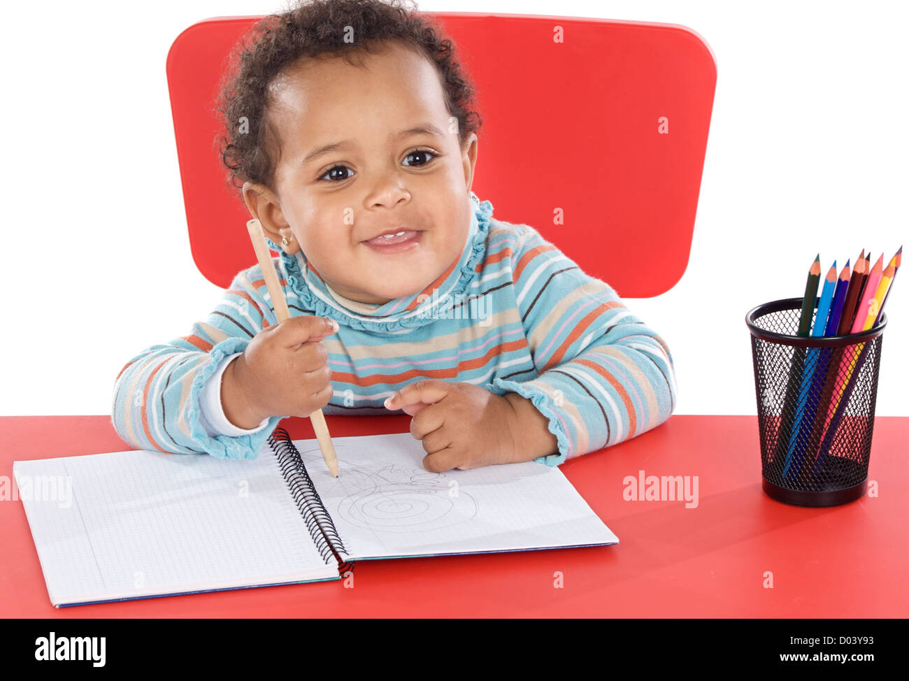 adorable baby student a over white background Stock Photo - Alamy