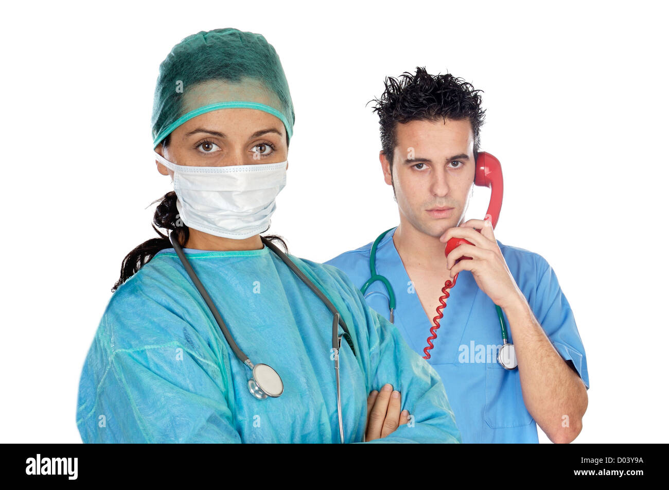 Medical team working over white background Stock Photo - Alamy