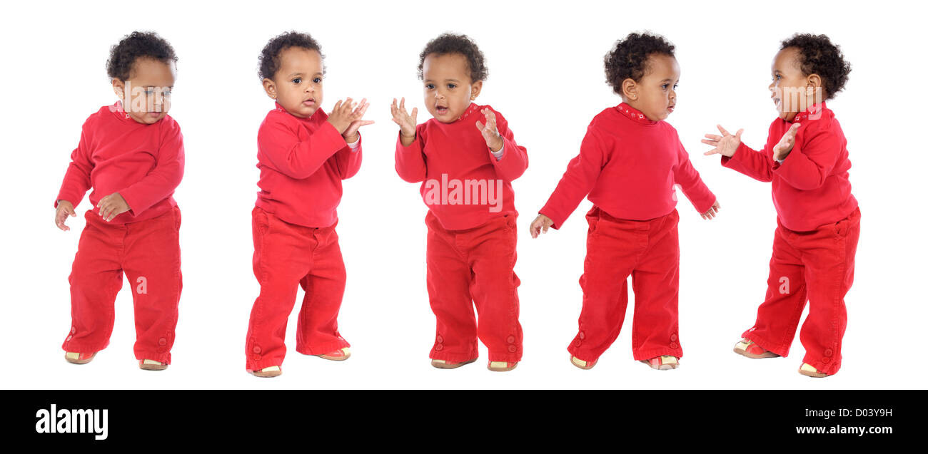 photographic sequence of a hyperactive baby a over white background ...