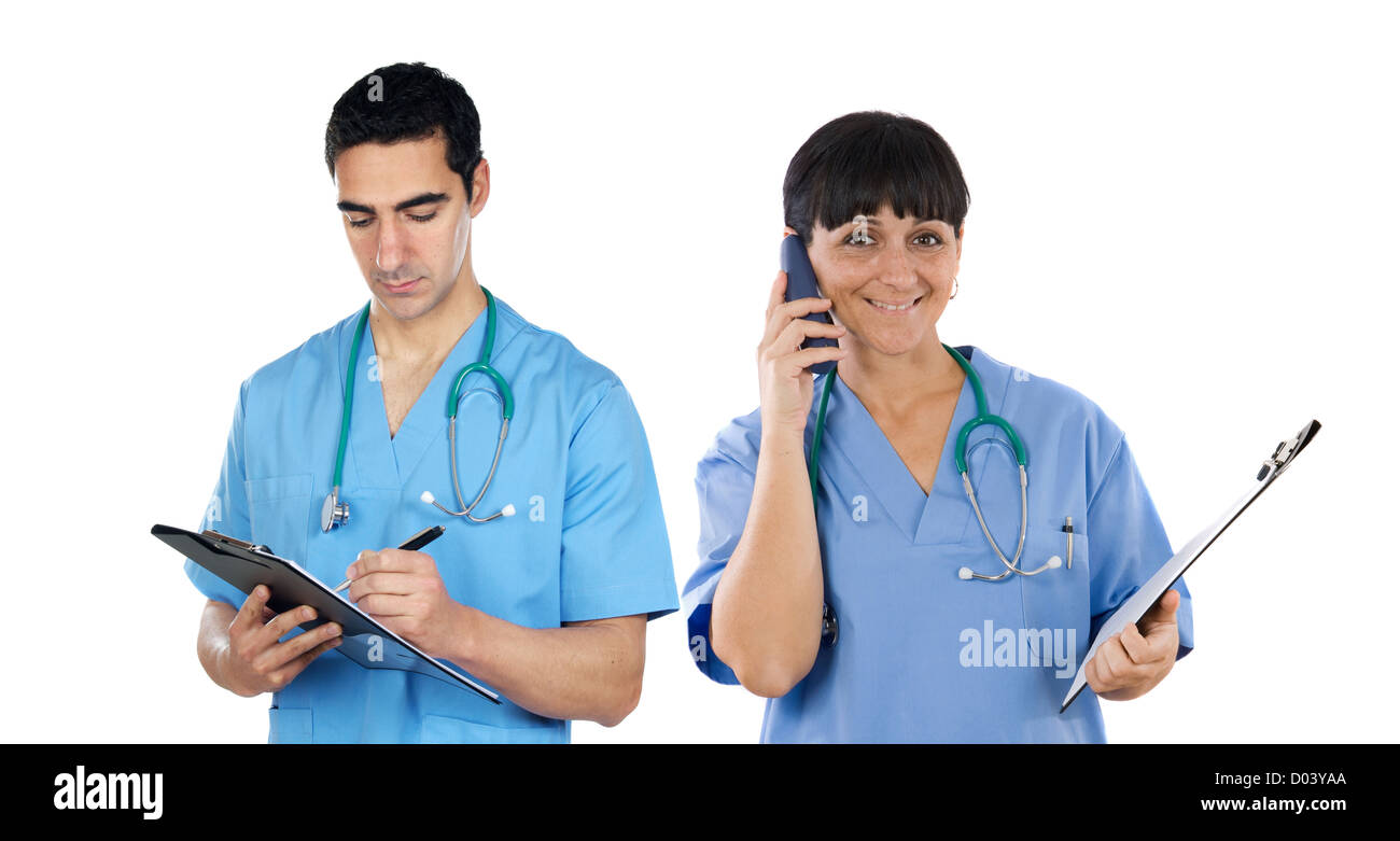 Medical team working over white background Stock Photo - Alamy