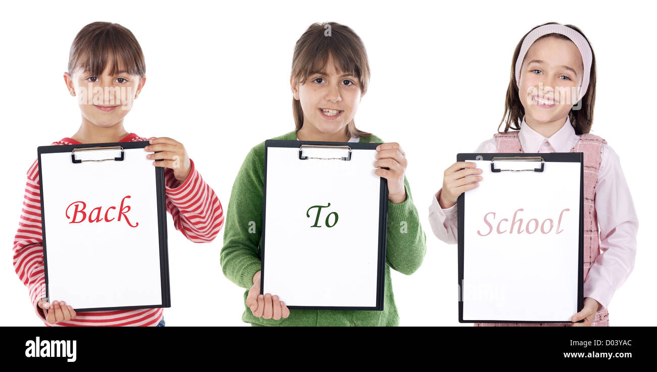 Four beautiful children student with notepad (Back to School Stock ...