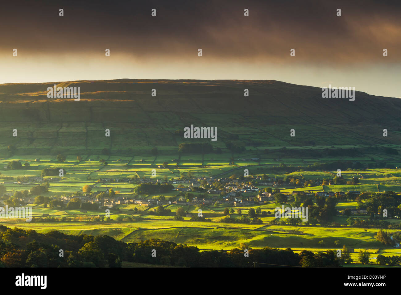 The town of Hawes from Abbotside Common, Wensleydale, Yorkshire Dales ...