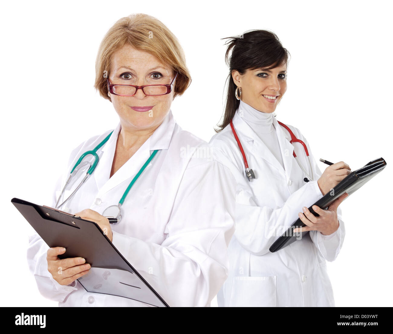 Attractive medical team a over white background Stock Photo - Alamy