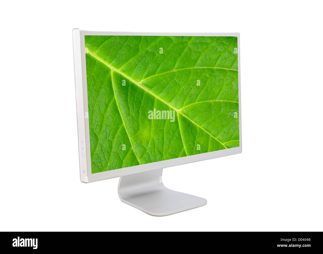 Computer monitor with leaf wallpaper isolated on white Stock Photo - Alamy