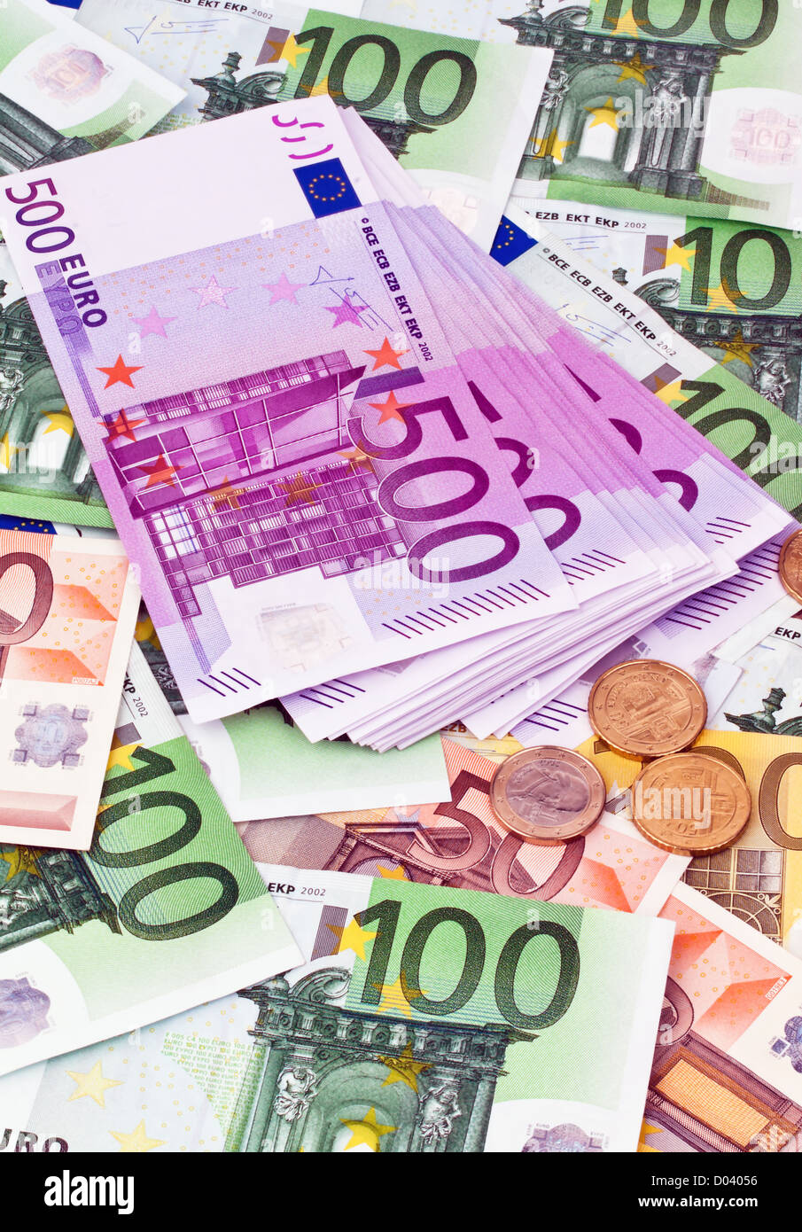 Many Euro banknotes of the European Union Stock Photo - Alamy
