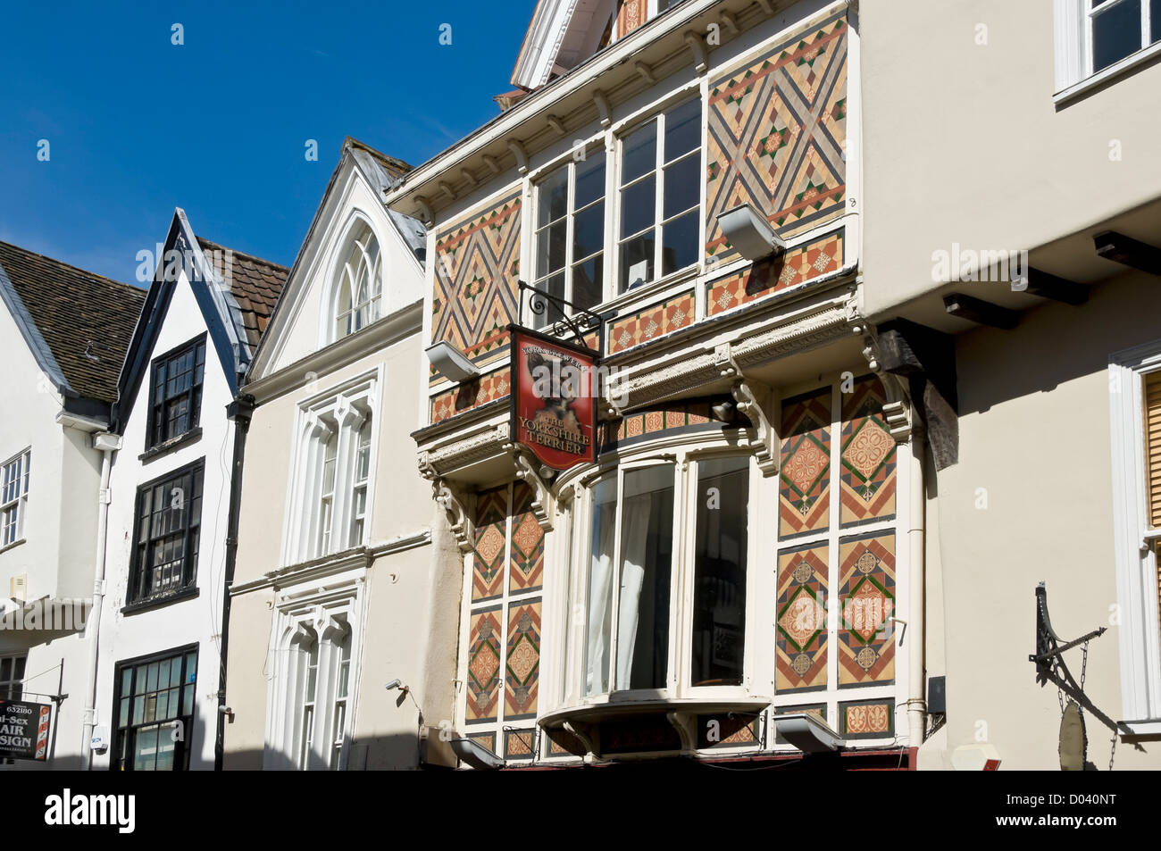 Close up of facade of the Yorkshire Terrier pub Stonegate York North ...