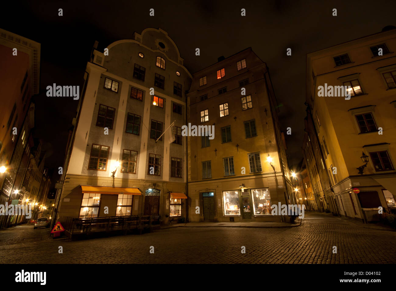 Two houses in the night in the middle of Stockholm Stock Photo - Alamy