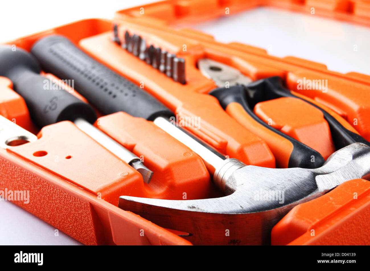 toolbox kit with hammer and screwdriver showing construction concept ...