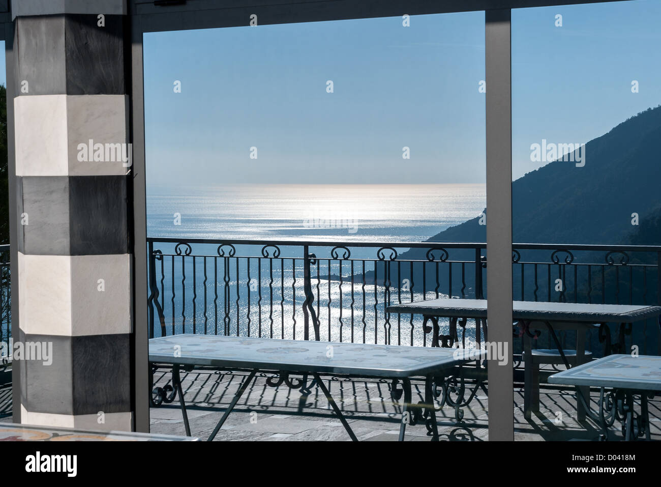 sea of Portofino reflection on the glass of a window Stock Photo - Alamy